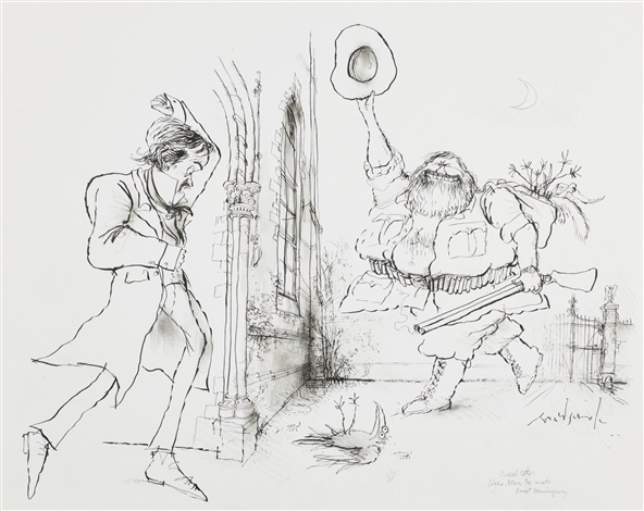 CROSSED PATHS EDGAR ALLAN POE MEETS ERNEST HEMINGWAY by Ronald Searle ...