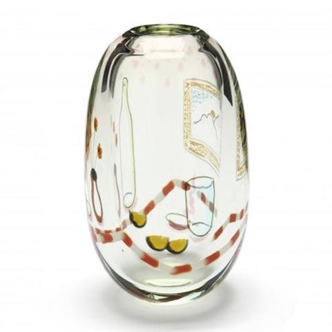 PWV Pictorial Still Life Glass Vase by Mark C. Peiser on artnet
