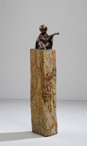 a bronze figure of a crouching lute player, model 09-3 by Helmut ...