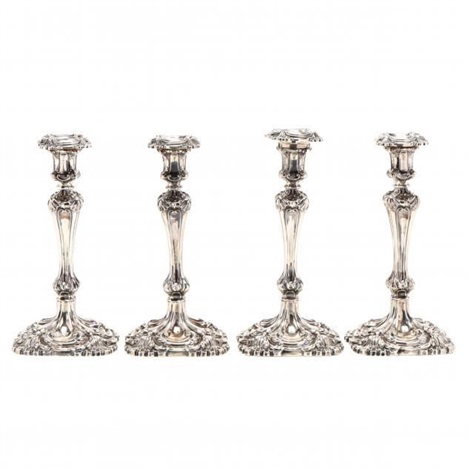 A Set of Four Victorian Silver Candlesticks by Martin Hall & Co. on artnet