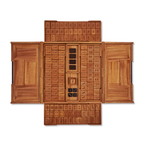 A MAHOGANY EBONY WOOD MACAO MAHJONG SET WITH TAURILLON H AND EVERCOLOR ...