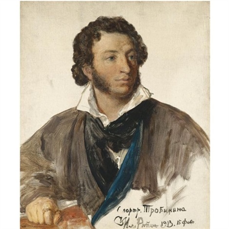 Portrait of Alexander Pushkin after a portrait by Tropinin by Ilya ...