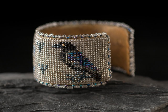 Beaded Raven Cuff Bracelet by Teri Greeves on artnet