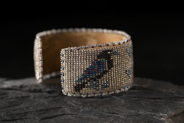 Beaded Raven Cuff Bracelet by Teri Greeves on artnet