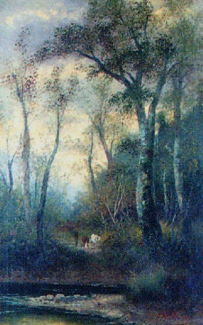Woodland pool by F. Walters on artnet