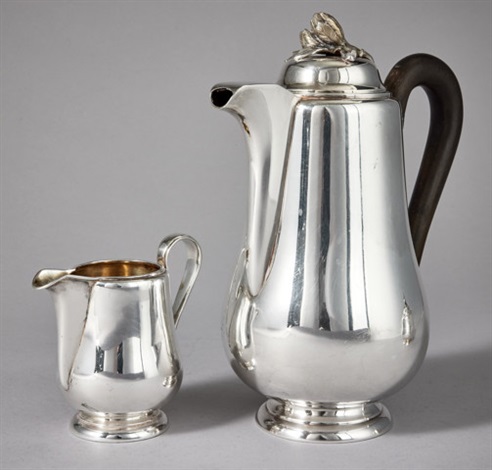 Formgiven av Oskar Brandtberg, kaffeservis, 3 delar, silver, Stockholm ...