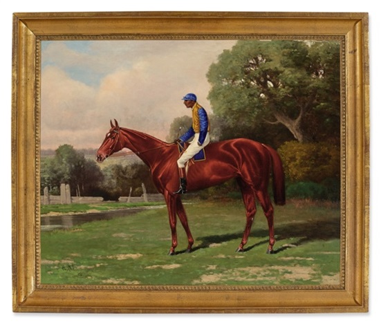 A Pair of Racehorses with Jockeys Facing up by Henry Stull on artnet