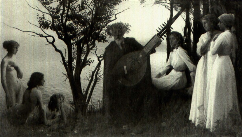 THE POET, HOLGER DRACHMAN, SURROUNDED BY MUSES by Harald Slott-Møller on artnet