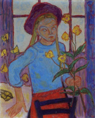 Mädchen mit violettem Hut by Hans Jauslin on artnet
