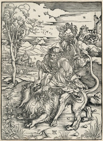 Samson rending the lion by Albrecht Dürer on artnet