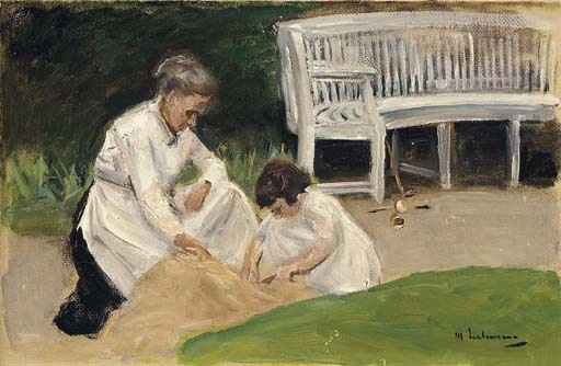 Die Enkelin mit der Kinderfrau beim Spiel by Max Liebermann on artnet