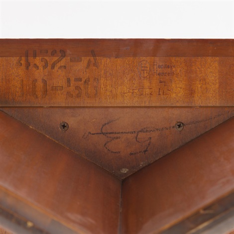 Cocktail table, model 453-C and stools, model 452-A, set of six by ...