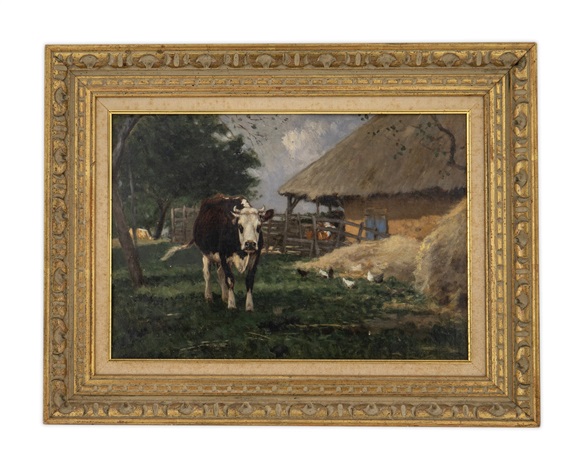 European Farmyard with Cows and Chickens by William Henry Howe on artnet