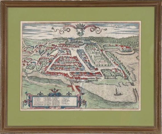Colding Schlos und Stat. Map of Kolding, Jutland. by Braun & Hogenberg ...