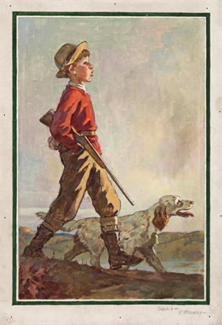 Boy with rifle and dog by Frederic Stanley on artnet