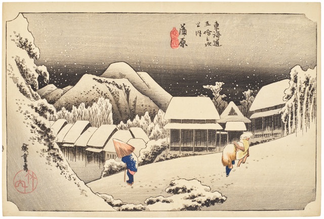 Kanbara yoru no yuki Evening snow at Kanbara by Utagawa Hiroshige on artnet