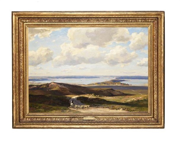 STUDLAND BAY WITH POOLE HARBOUR IN THE DISTANCE by Sir Herbert Edwin ...