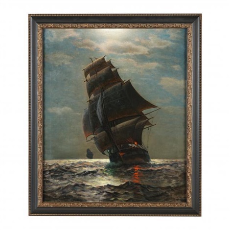 Moonlit Seascape with Ship by James Gale Tyler on artnet