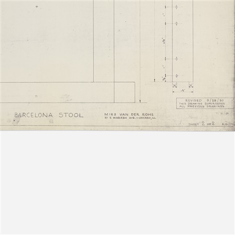 Elevation and Plan for the Barcelona stool 2 works drawn by Eward A ...