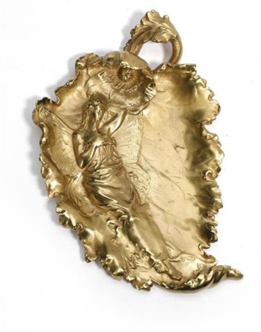 A gilt bronze leaf shaped Art Nouveau relief by Alexandre Vibert on artnet