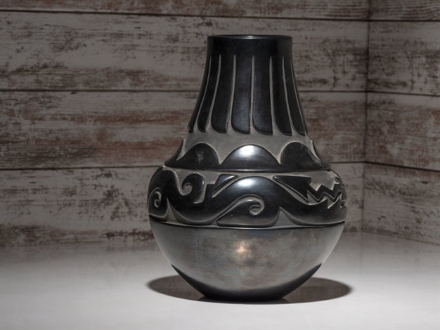 Carved Blackware Pottery Vase by Elizabeth Naranjo on artnet