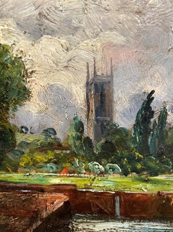 Watermill and Church, Dedham, Rain Storm Passing by John Constable on ...