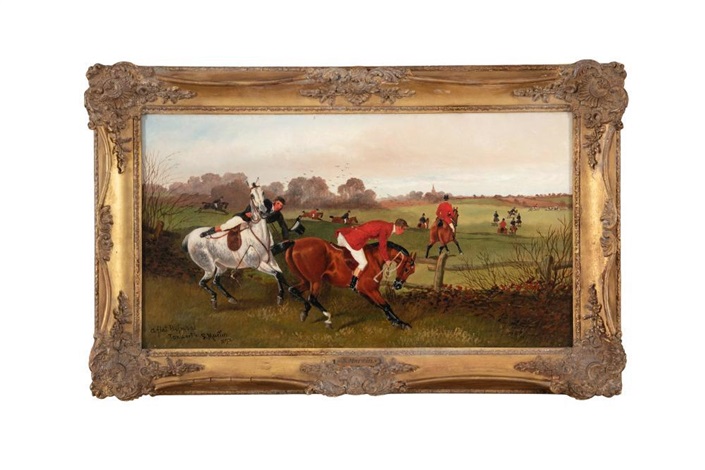 SYLVESTER MARTIN 1856-1906 Set of three hunting scenes Oil on canvas ...
