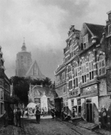 De Koopmansstraat en markt te Brielle by Cornelis Springer on artnet