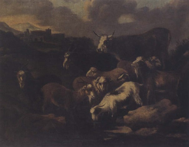 Troupeau à labreuvoir by Jacob (Rosa di Napoli) Roos on artnet