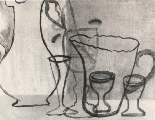 Still life with jugs and flowers by Kate Nicholson on artnet