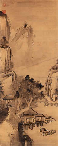 Four Japanese folding screen panel paintings by Soga Shohaku on artnet