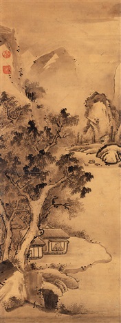 Four Japanese folding screen panel paintings by Soga Shohaku on artnet