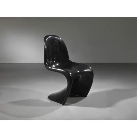 SIX BLACK PLASTIC PANTON CHAIRS by Verner Panton on artnet