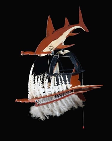 Beizam Hammer head shark headdress by Ken (Snr) Thaiday on artnet