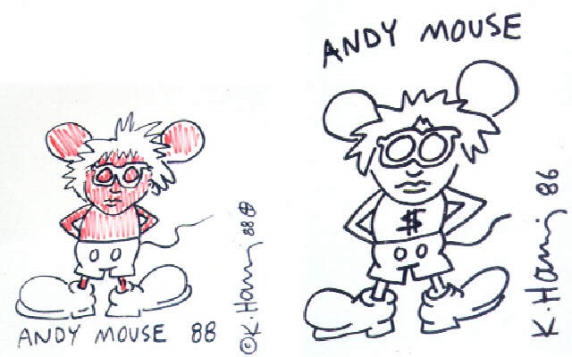 TWO DRAWIMNGS ANDY MOUSE by Keith Haring on artnet