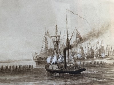 HMS Nemesis attacking Houchung Fort in the Canton River, 13 March 1841 ...
