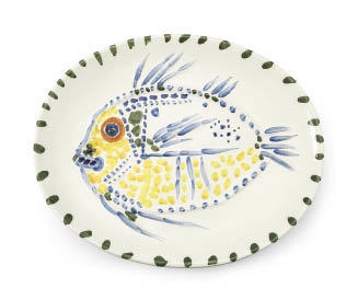 White ground fish oval dish White ground fish皿 by Pablo Picasso on artnet
