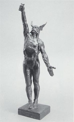 Vercingetorix, the Gaul standing with right arm raised lacking sword ...