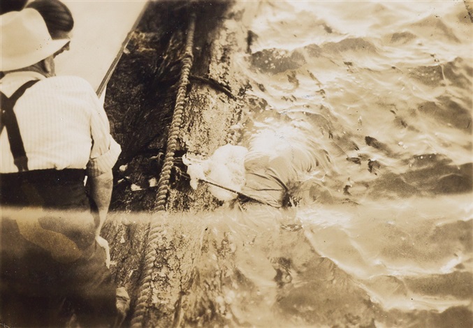 A group of 9 crime-scene photographs from the early part of Weegees ...