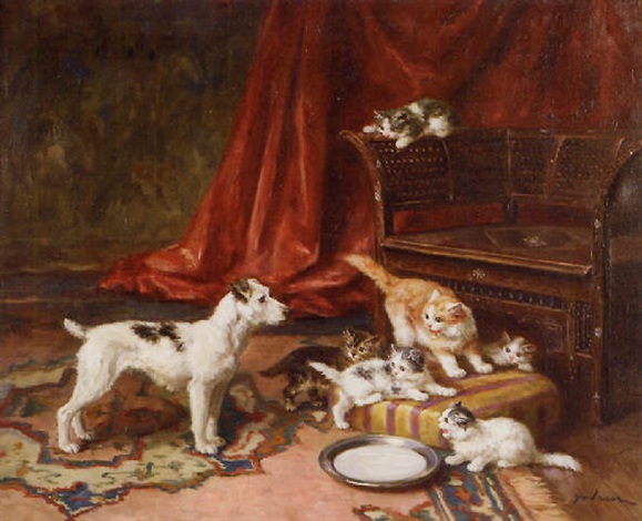 Kittens guarding their milk by Marie Yvonne Laur on artnet