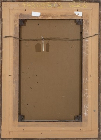 PORTRAIT OF A LADY, FULL-LENGTH, WEARING A PINK DRESS, STANDING IN A ...