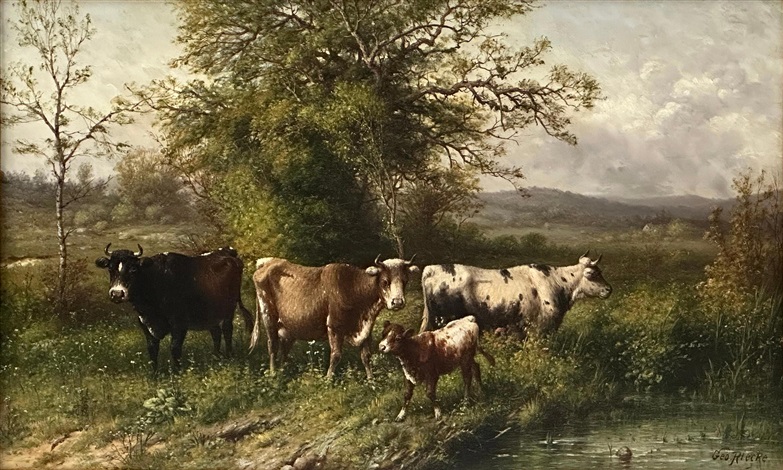 George Riecke American, 1848-1930, Pastoral Landscape with Cattle by ...
