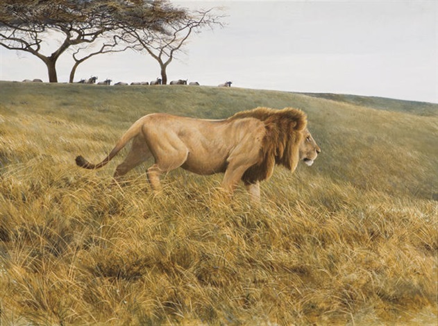 Lion wildebeest by Robert McLellan Bateman on artnet