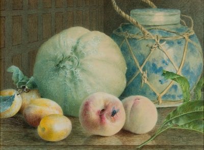 Früchtestillleben mit Ingwertopf by Mary Elizabeth Duffield on artnet