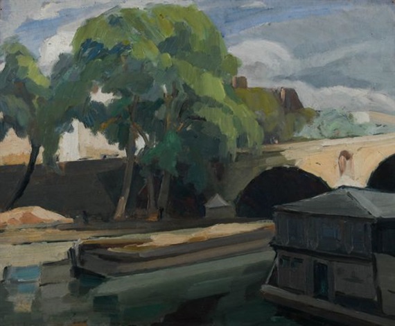 Réunion de deux 2 tableaux Paris, la Seine by Maurice Marandet on artnet