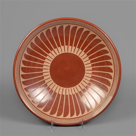 Redware Plate with Feather Designs by Popovi Da and Maria Martinez on ...