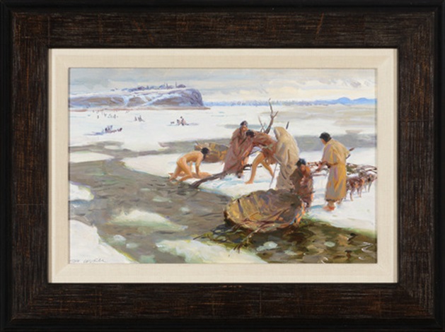 Mandan Bull Boats by Tom Lovell on artnet