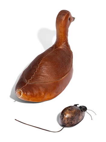 Leather Duck-Form Doorstop and Mouse-Form Paperweight by Omersa and ...