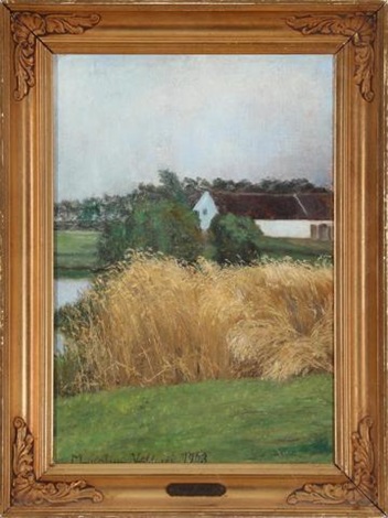 Landscape from Vallerød with a rye field by Marie Antoinette Henriette ...