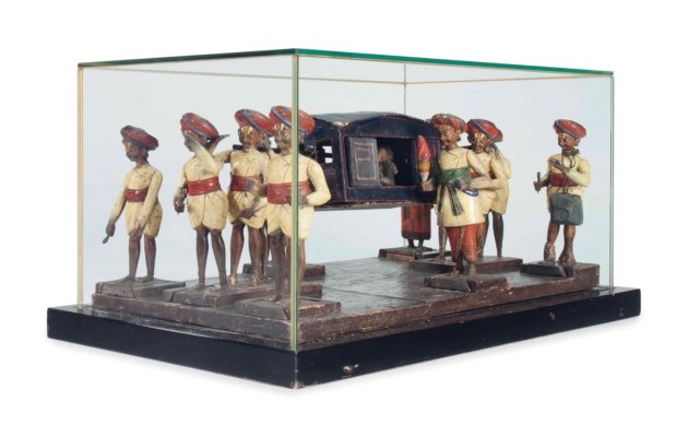 AN INDIAN POLYCHROME-PAINTED MODEL OF A PALANQUIN by Anonymous-Indian ...